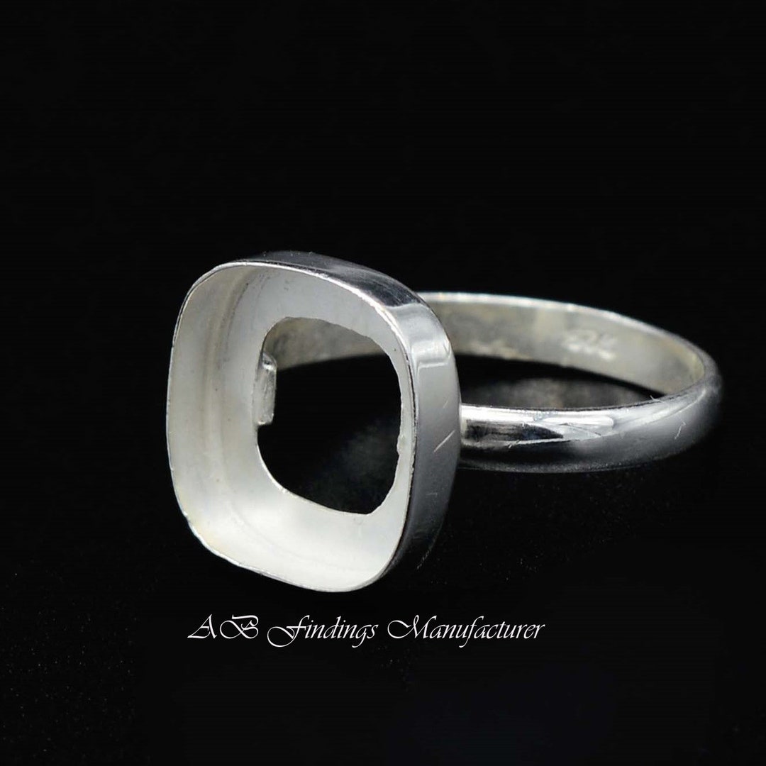 925 Sterling Silver Cushion Stone Ring Setting: DIY Blank Bezel Cup - Etsy