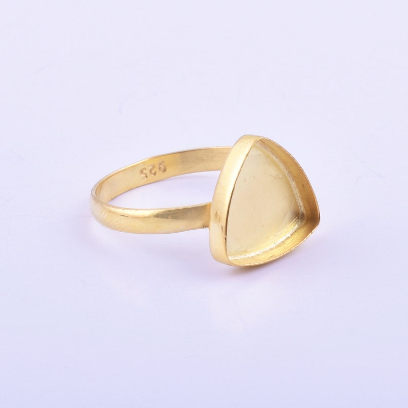925 Sterling Silver Trillion Stone Setting Bezel Cup Ring - Etsy