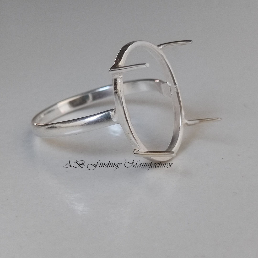 Oval Prong Ring Setting Sterling Silver: Cabochon Jewelry Making ...