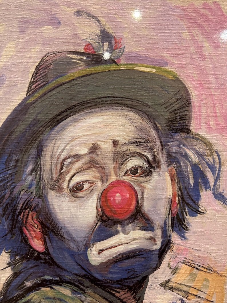 Pagliaccio Triste - Signed Vintage Clown Portrait Print – Expressive ...