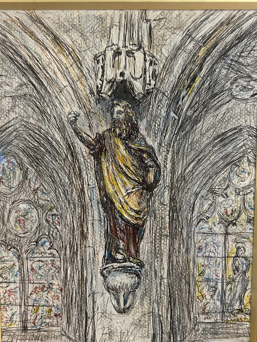Original Cathedral Interior Ink & Watercolor Sketch – Gothic Sacred Art ...