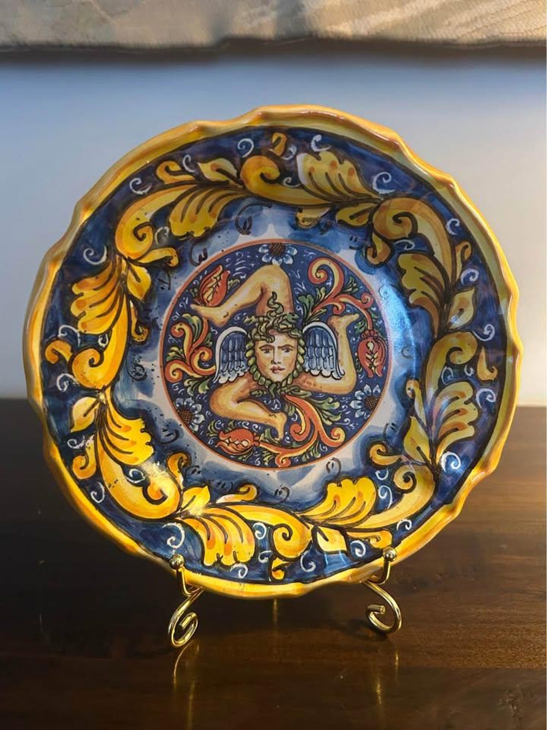 Hand-painted Sicilian Ceramic Plate | Caltagirone Majolica | Trinacria ...