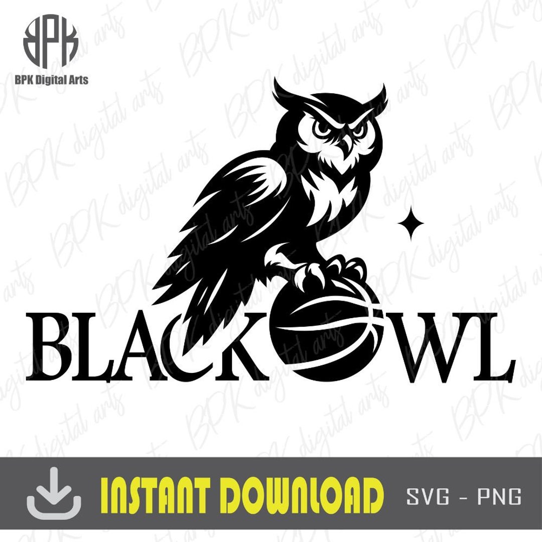 Black Owl Vector Logo Instant Download SVG/PNG Bold Animal Mascot ...