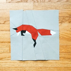Leaping Fox Paper Piecing Pattern: 8/10/20 Inch Quilt Block (PDF) - Etsy