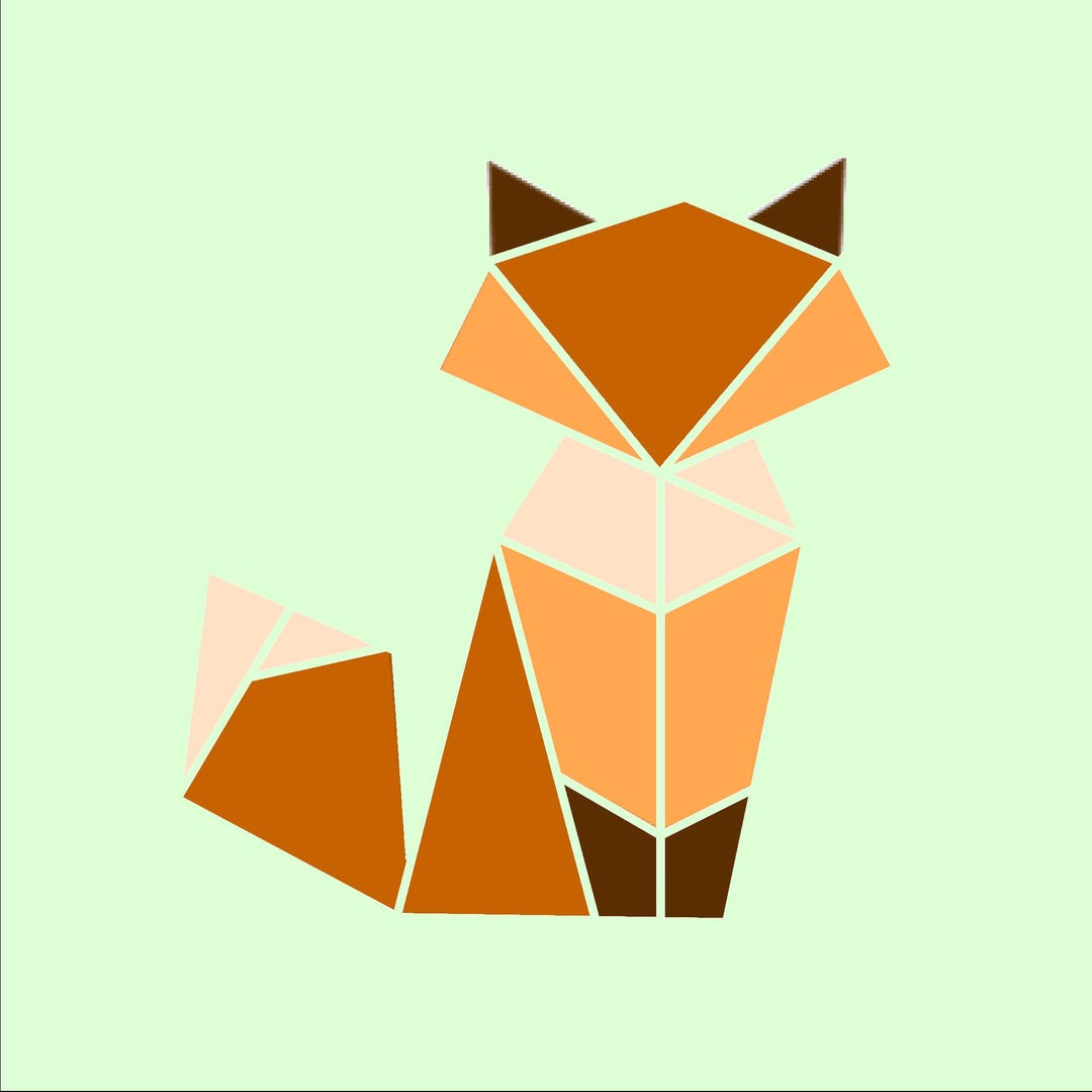 Geometric Fox Foundation Paper Piecing Pattern 10" X 10" Quit Block - Etsy