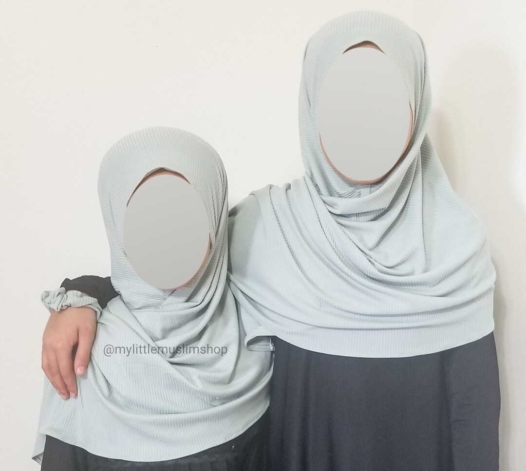 Girl's Kids Hijab Muslim Ribbed Knit Jersey/ Instant Hijab Wrap ...