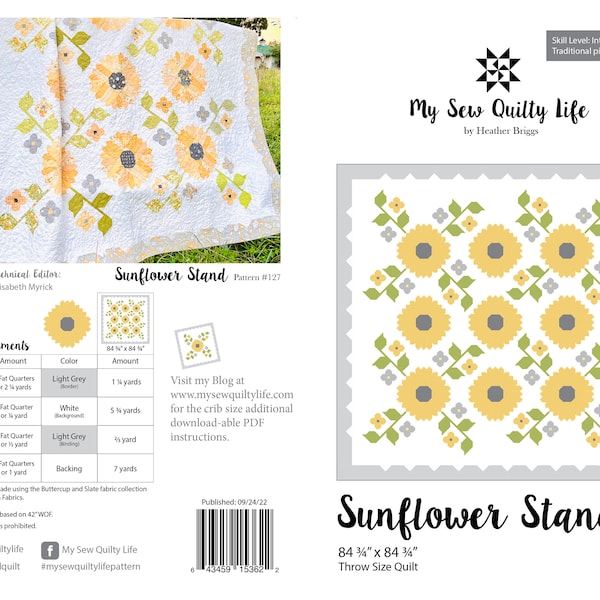 Sunflower Quilt Pattern - Etsy