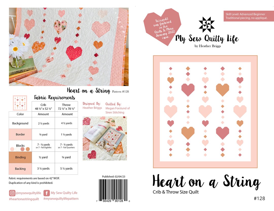 Heart on a String PDF Quilt Pattern - Etsy