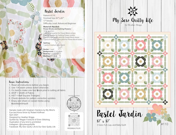 Pastel Jardin Quilt PDF Pattern | Etsy