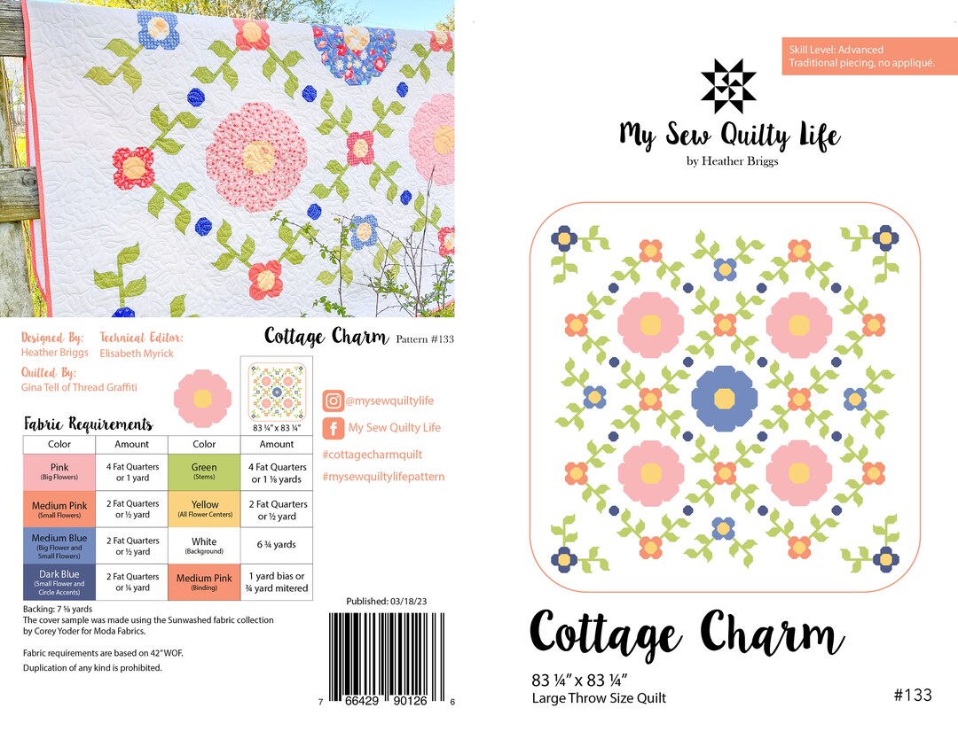 Cottage Charm Quilt Pattern - Paper Pattern - Etsy
