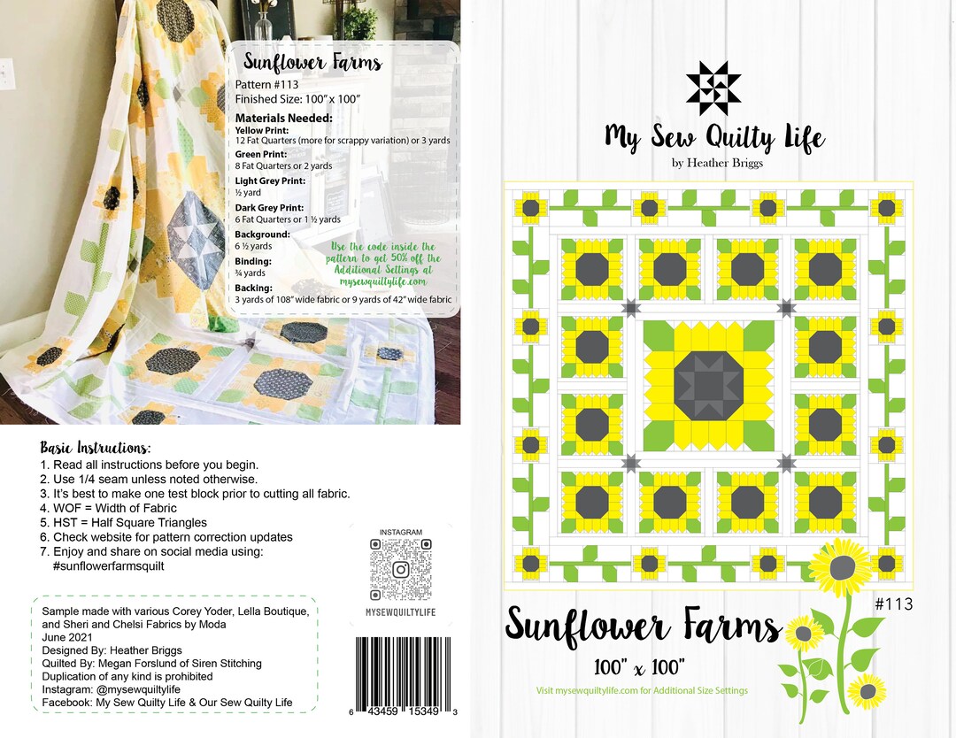 Sunflower Farms Quilt PDF Pattern - Etsy
