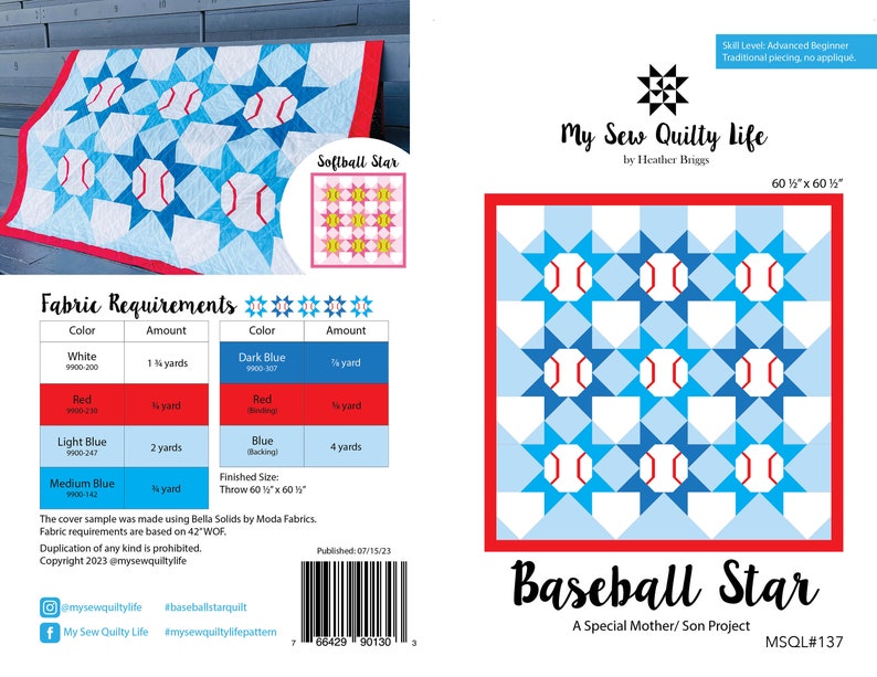 Baseball Star PDF Quilt Pattern - Etsy