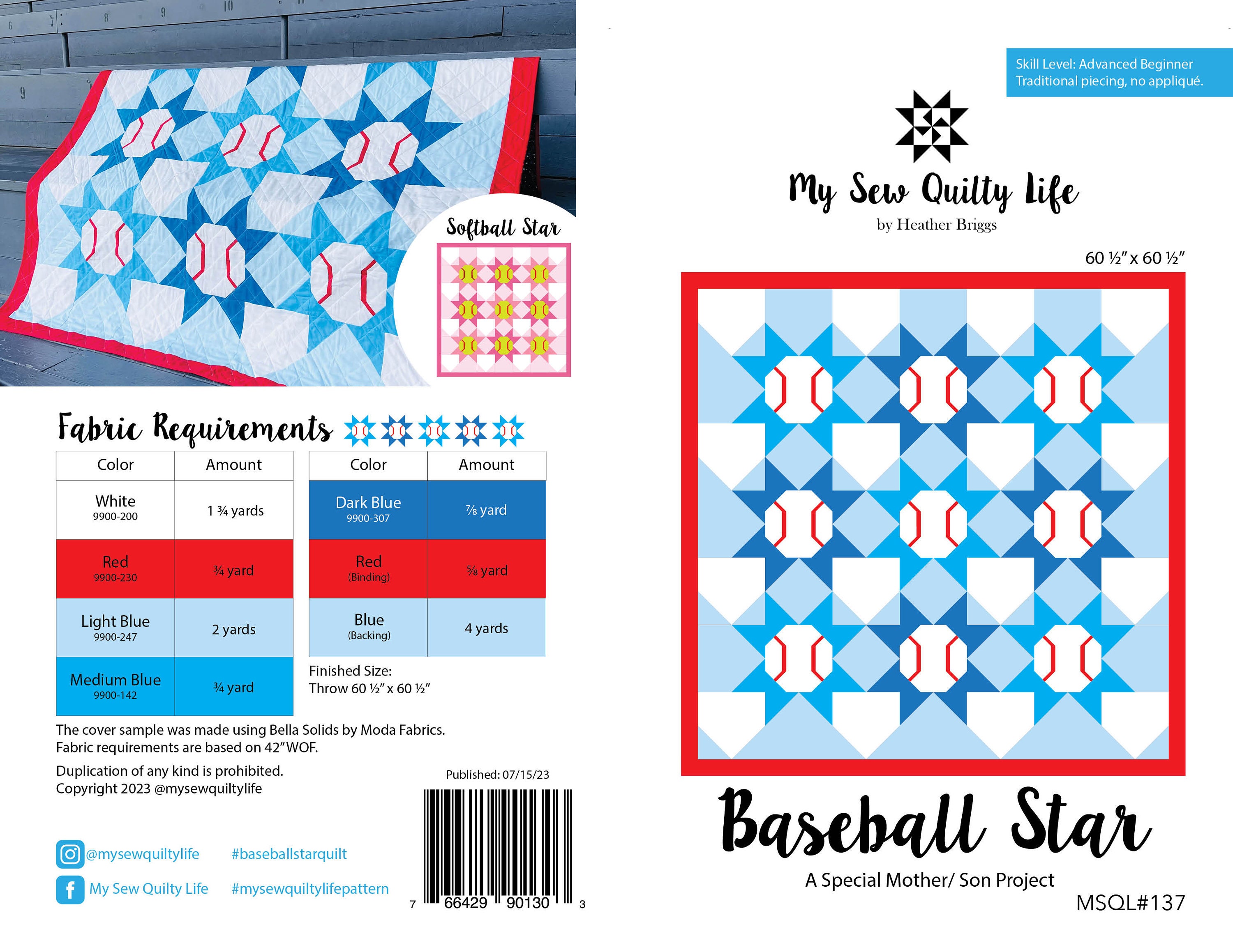 Baseball Star - PDF Quilt Pattern - Etsy