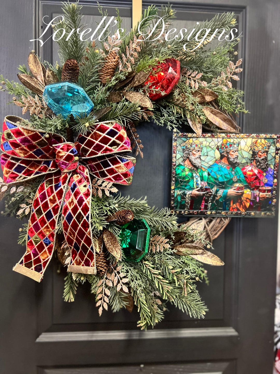 Three Kings Wreath, Wise Men Wreath, Elegant Holiday Door Decor, Jewel ...
