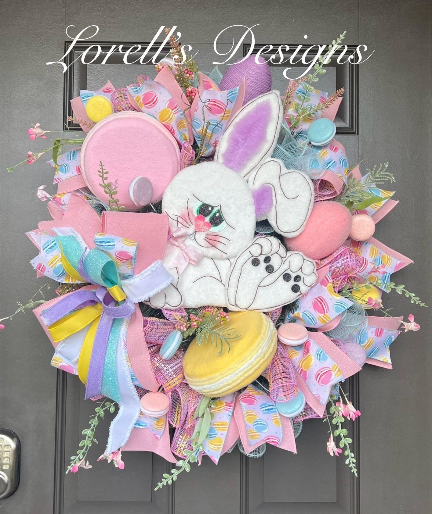 Easter bunny wreath, bunny attachment wreath, bunny and macaroons ...