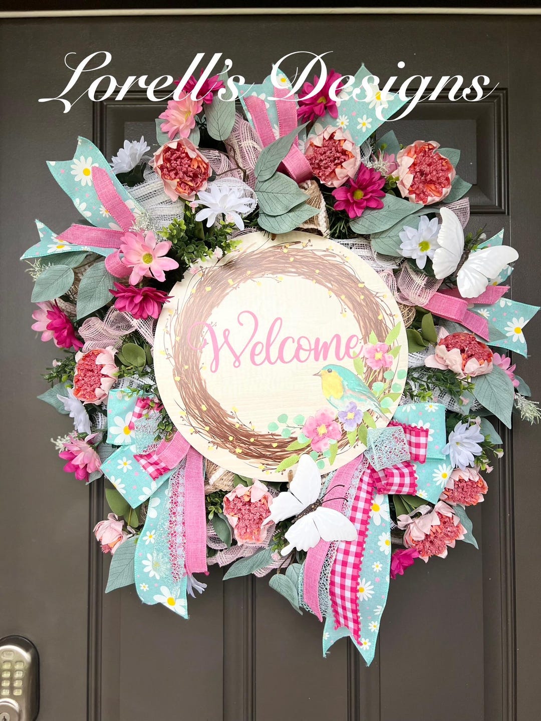 Welcome Spring Wreath, Spring Floral Wreath, Spring Home Decor, Floral ...
