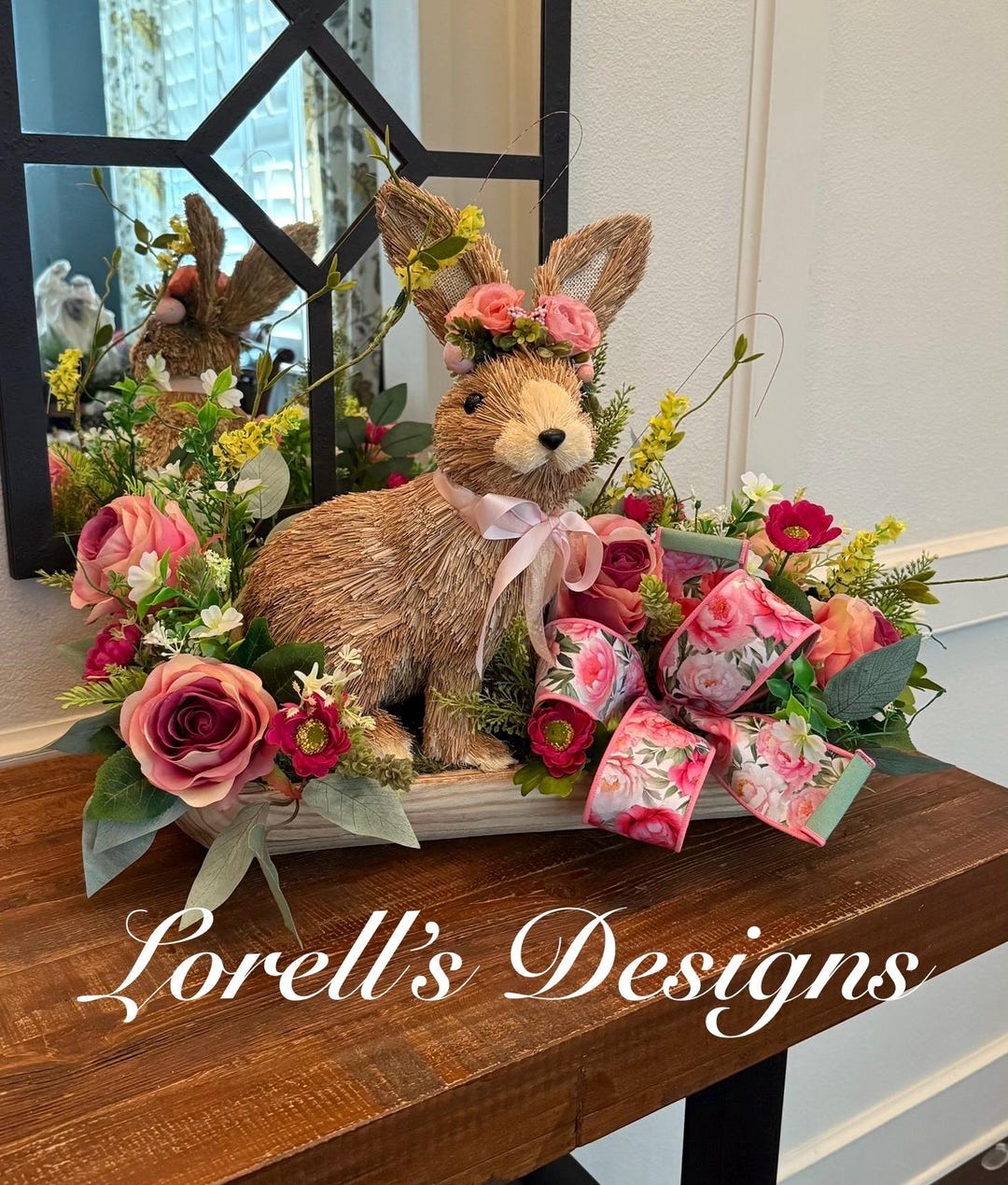 Easter Bunny Centerpiece, Spring Rabbit Table Decor, Floral Bunny ...