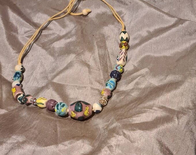 Ceramic Handmade Beads Necklace Natural Color Ceramic Beads - Etsy Israel