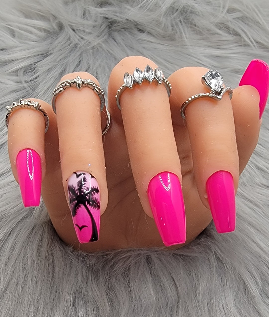 Hot Pink Tip Nails