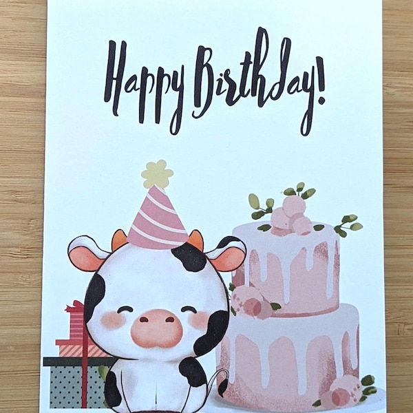 Printable Cow Birthday Card - Etsy