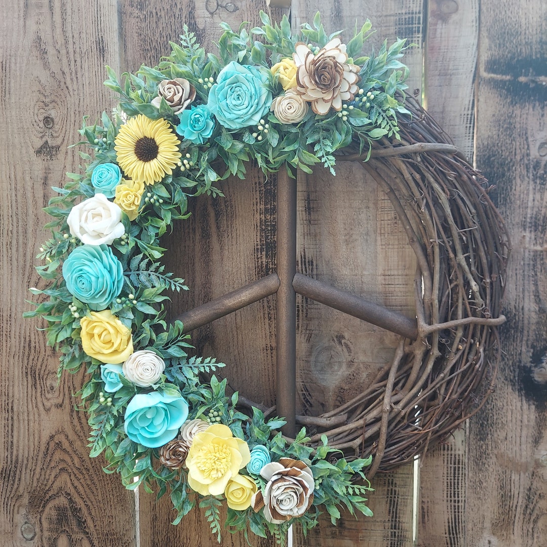 Peace Wreath, Peace Sign Wreath, Door Wreath, Hippie Wreath, Peace ...