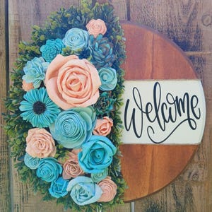 Personalized Wood Flower Door Sign With Name Handcrafted Welcome Sign ...