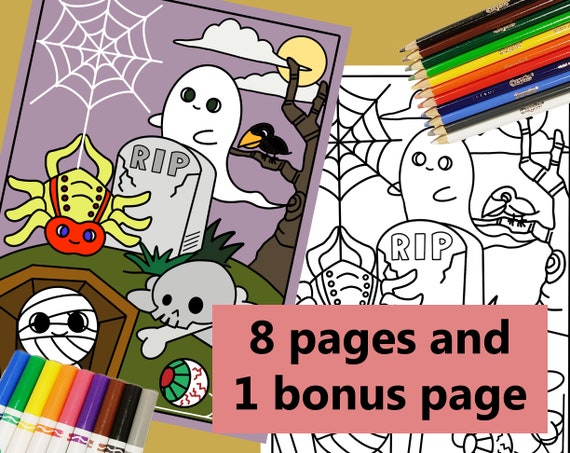 Halloween Coloring Pages for Kids Halloween Party Activity | Etsy