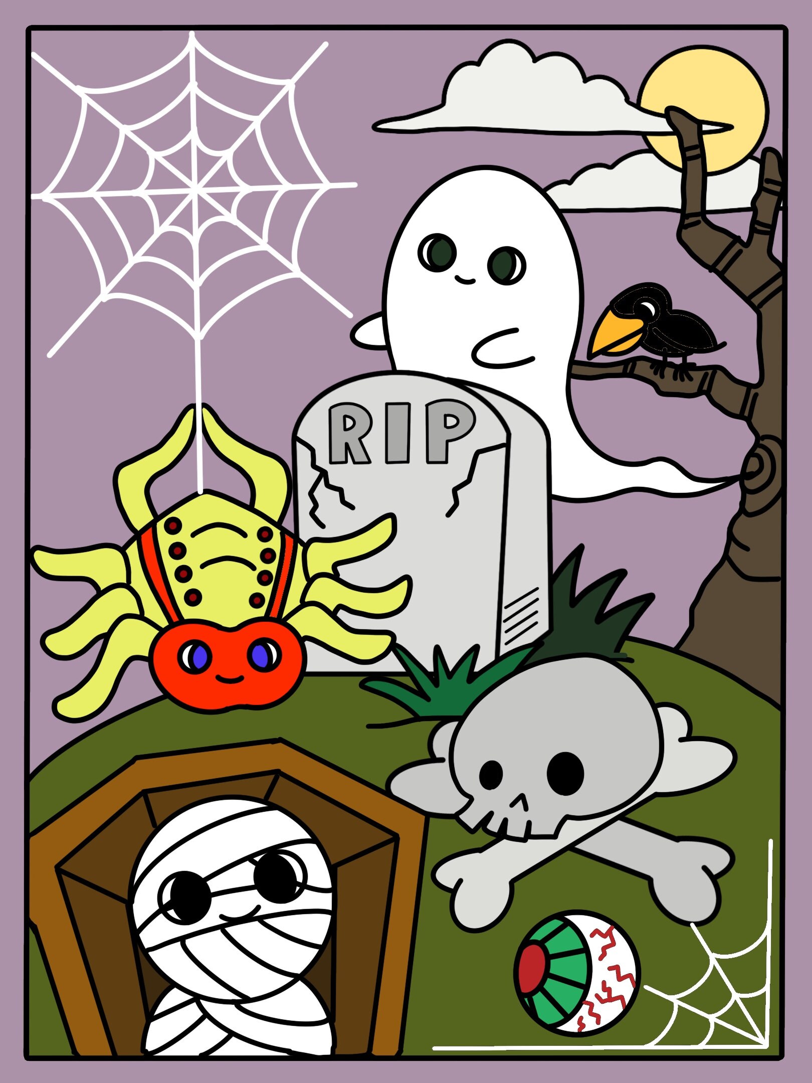 Halloween Coloring Pages for Kids, Halloween Party Activity, Tombstone ...