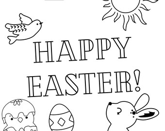 Easter Bunny Printable Coloring Page Spring Rabbit Coloring Sheet, Fun ...