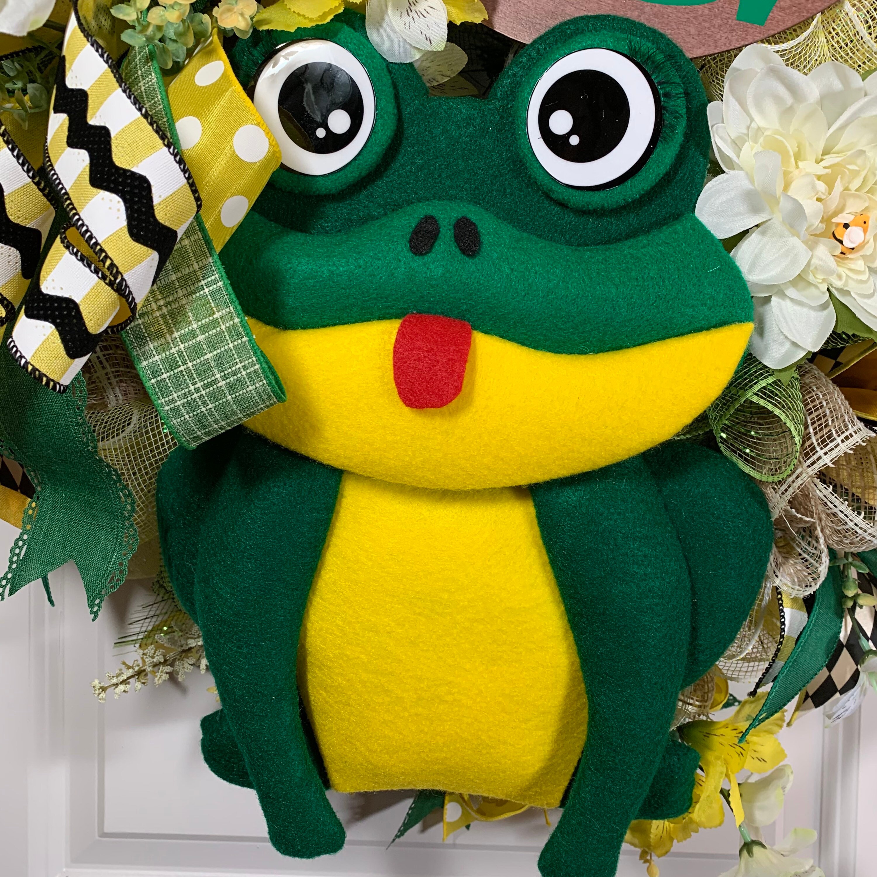 Everyday Frog Wreath, Lilly Pad Frog Wreath, Front Door Hanger, Spring ...