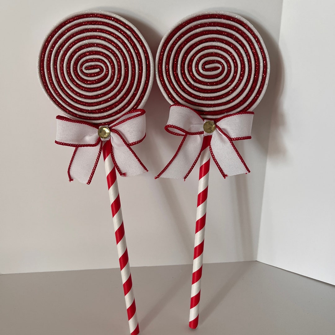 Peppermint Candy Cane Lollipop Wreath Attachment Christmas Etsy