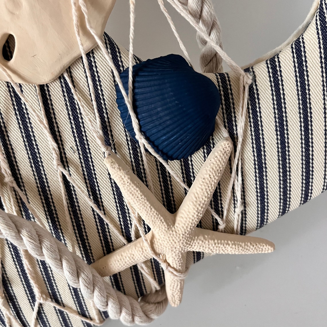 Coastal XL Anchor Wreath Attachment, Nautical Door Hanger, Cream & Navy ...