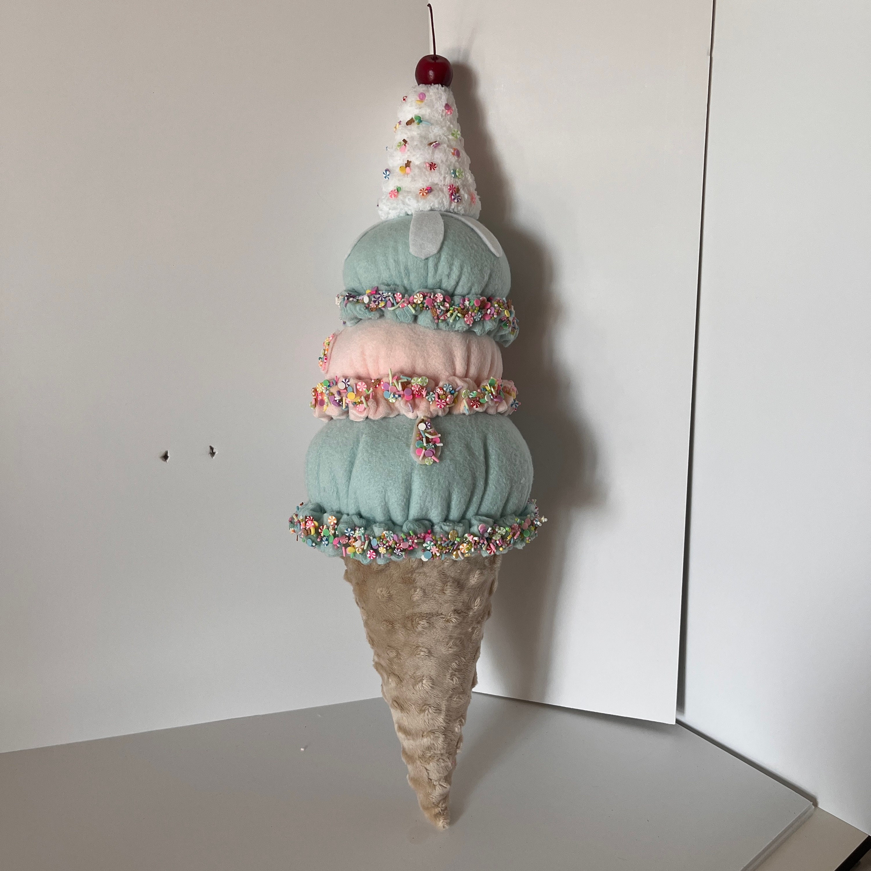 XL Candyland Ice Cream Cone, Ice Cream Cone Wreath Attachment, Ice ...