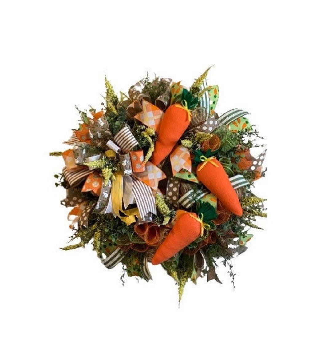 Garden Carrots Wreath, Spring Carrots Decor, Spring Garden Door Decor ...