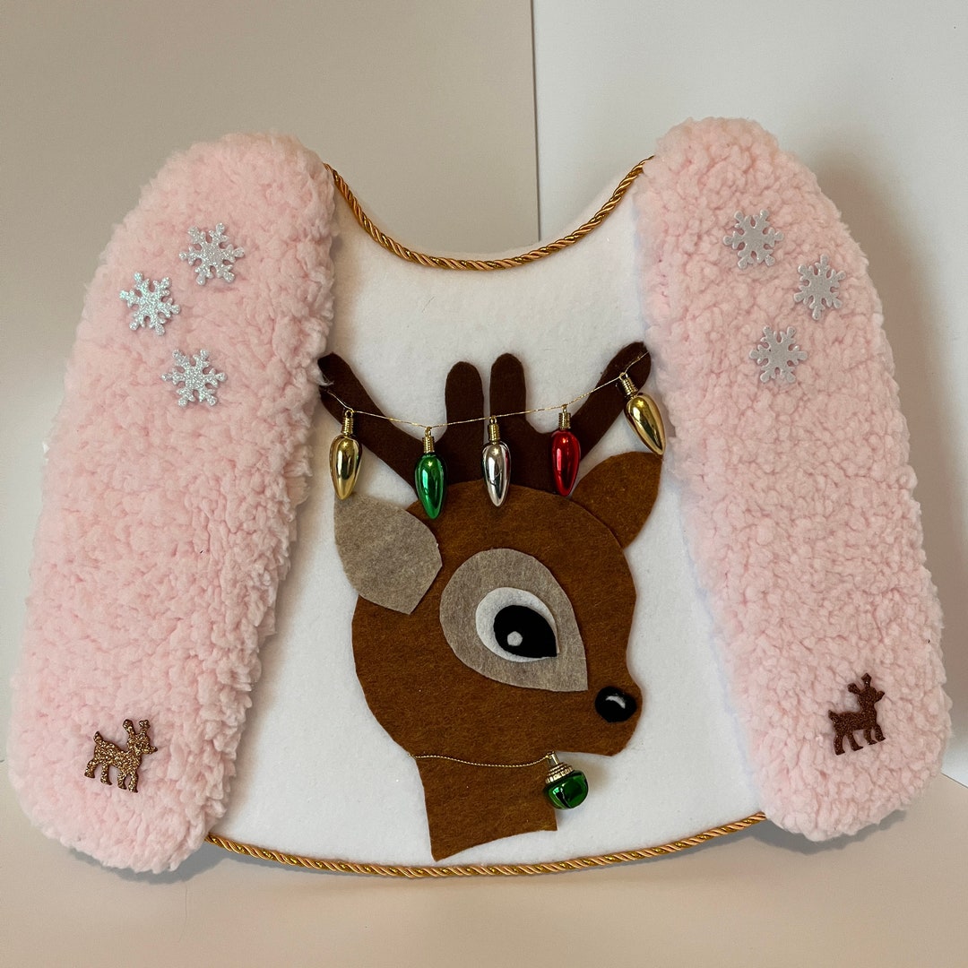 Ugly Christmas Sweater Wreath Attachment, Vintage Reindeer Sweater,# ...
