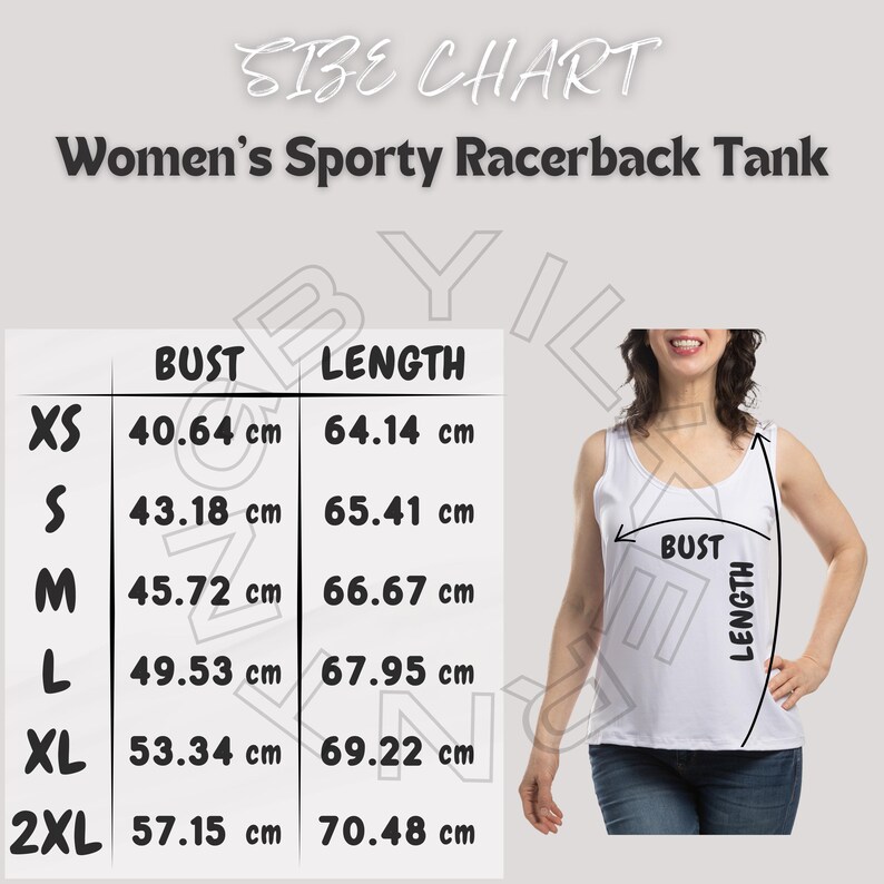 Tank Size Chart I Women's Sporty Racerback Tank Size Chart I Size Chart ...
