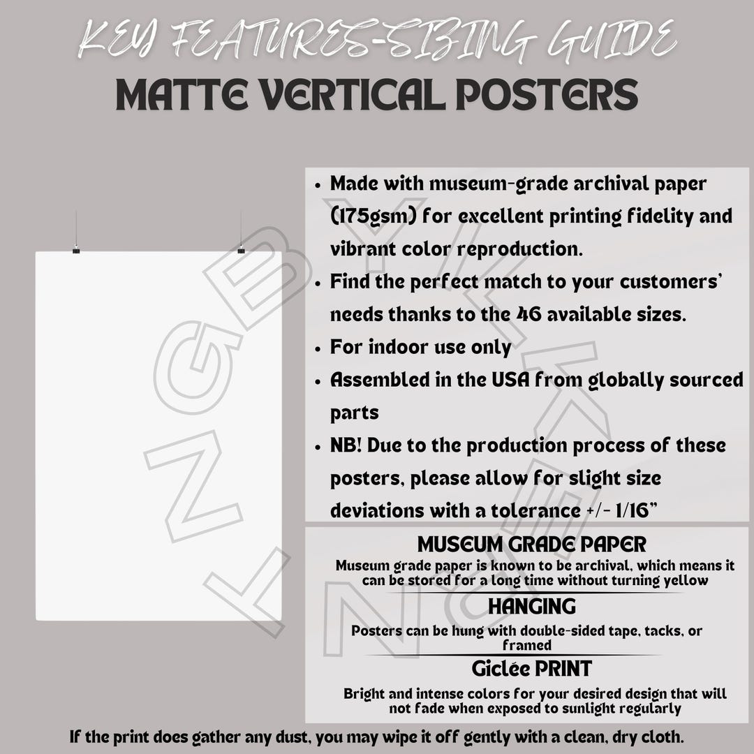 Matte Vertical Posters Size Guide I Frame Size Guide I Matte Vertical ...