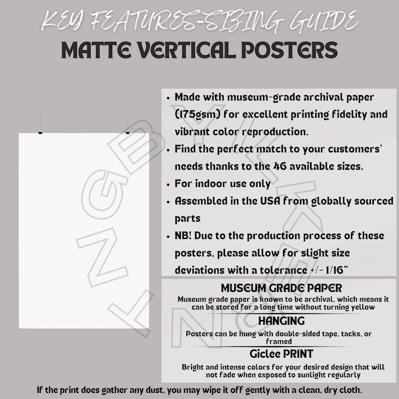 Matte Vertical Posters Size Guide I Frame Size Guide I Matte Vertical ...