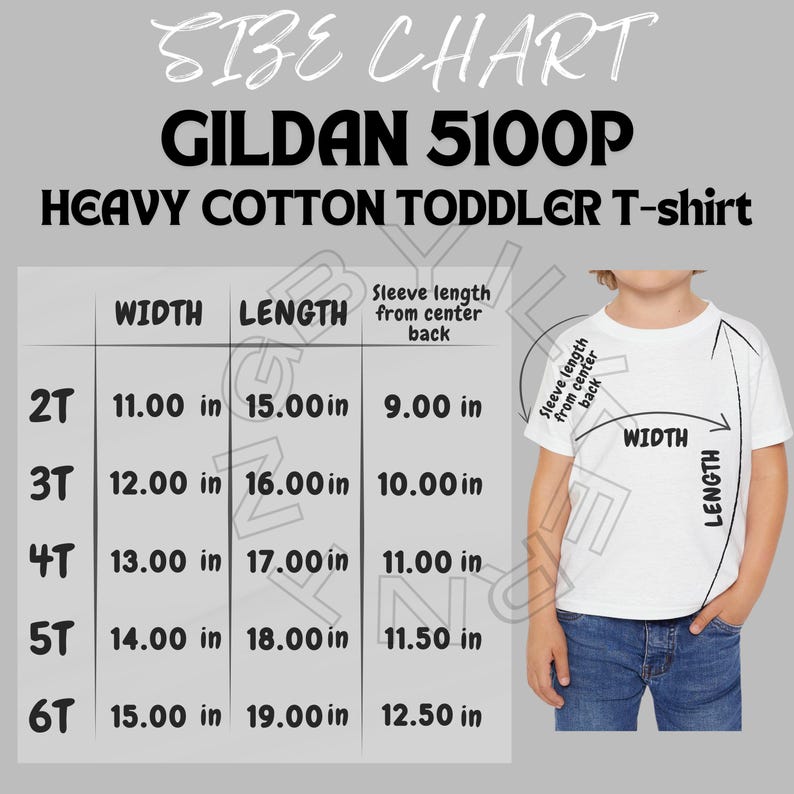 Gildan 5100P Size Chart | Gildan 5100P Mockup and Size Chart | Gildan ...