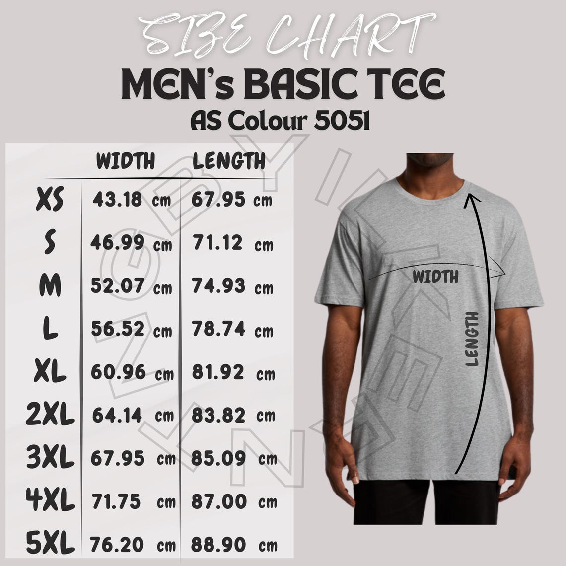 Tee Size Chart I Men's Basic Tee Size Chart I AS Colour 5051 Size Chart ...