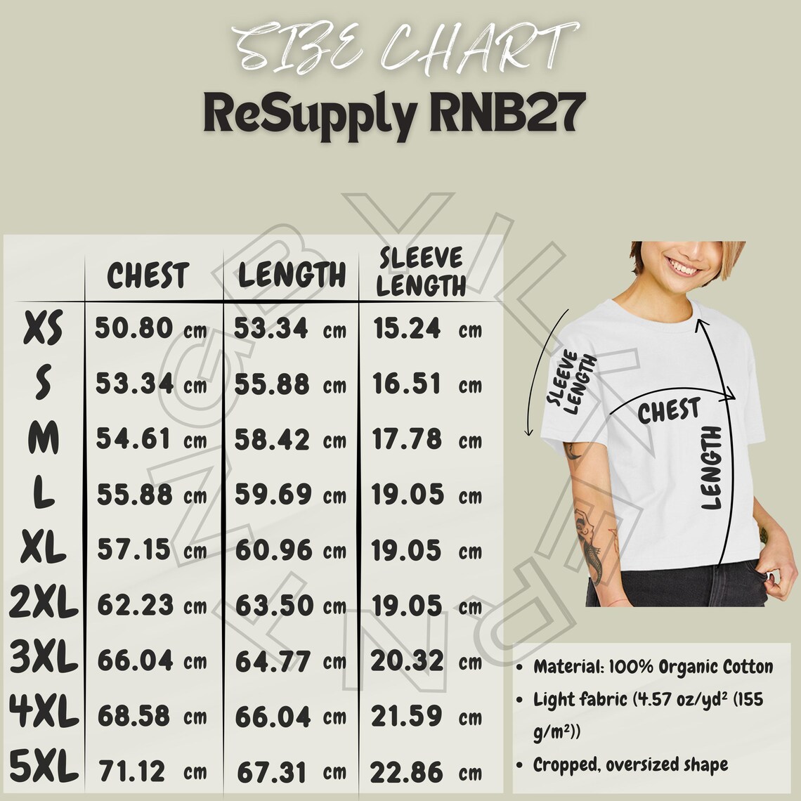 Resupply RNB27 Size Chart | Size Chart for Women's Organic Boxy T-shirt ...