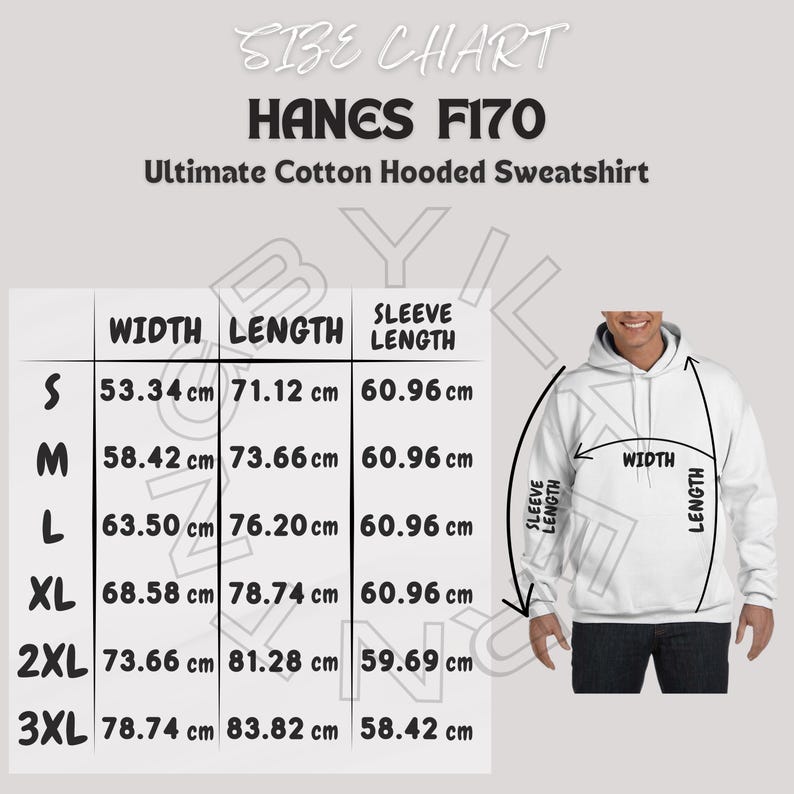 Hanes F170 Size Chart | Size Chart for Ultimate Cotton Hooded ...