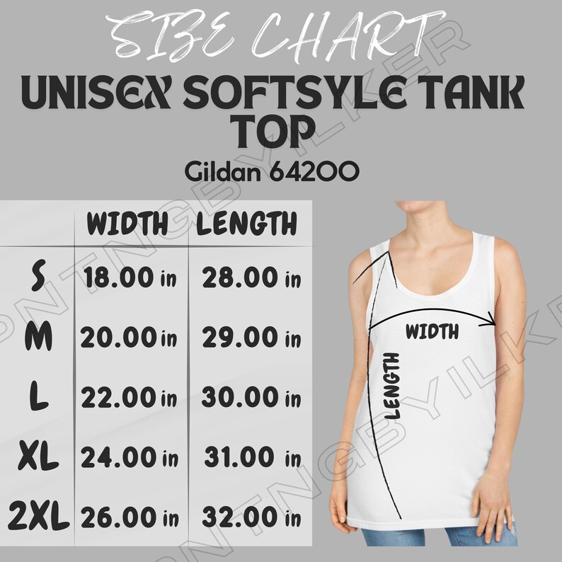 Tank Size Chart I Gildan 64200 Size Chart I Size Chart | Unisex ...