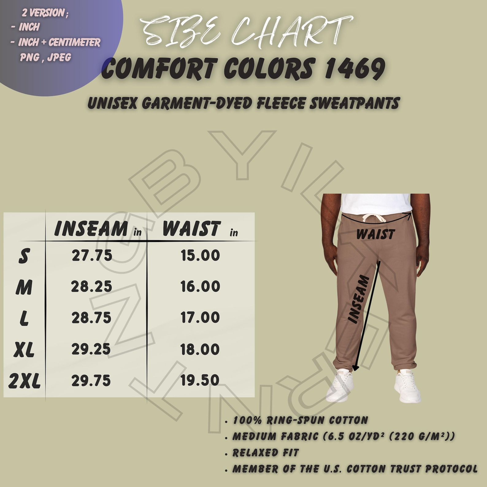 Sweatpant Size Chart I Comfort Colors 1469 Size Chart | Size Chart I ...