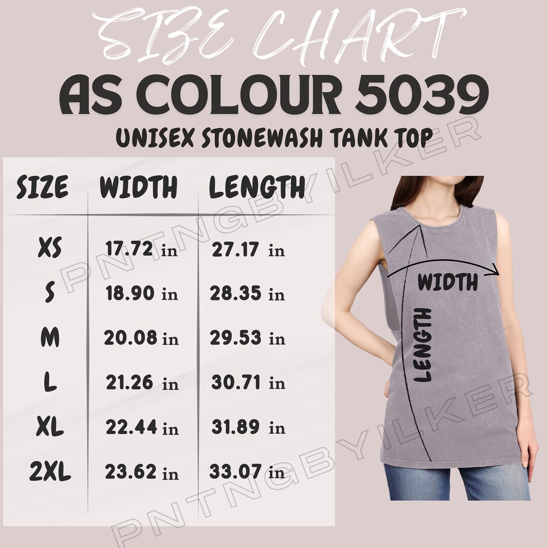 Tank Size Chart I AS Colour 5039 Size Chart Size Chart Tee Size Chart ...