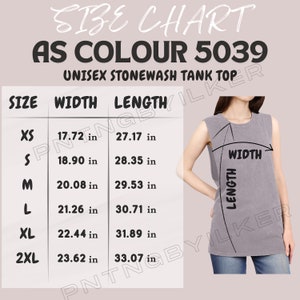 Tank Size Chart I AS Colour 5039 Size Chart Size Chart Tee Size Chart ...