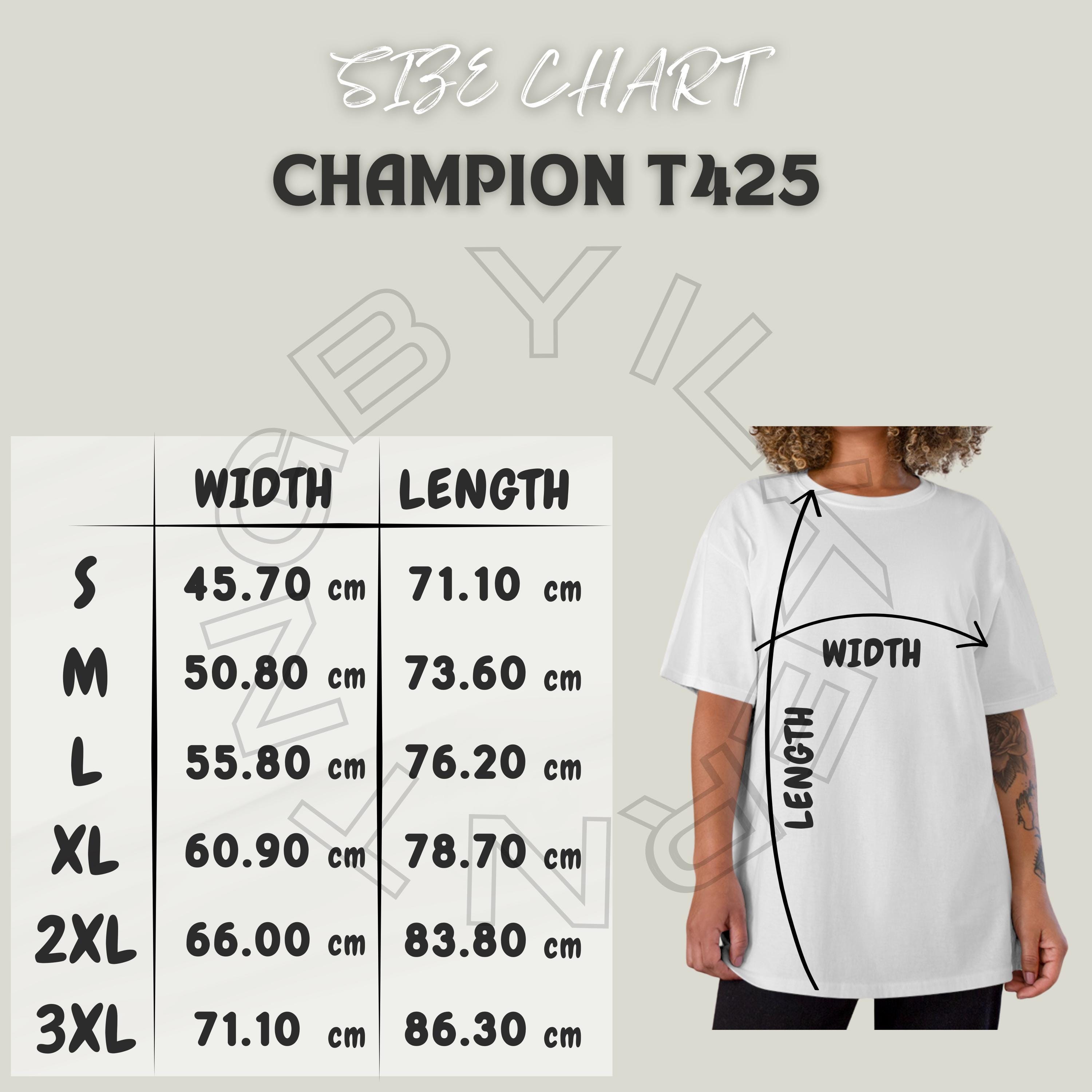 Champion T-shirt Size Chart | Size Chart for Champion T-shirt ...