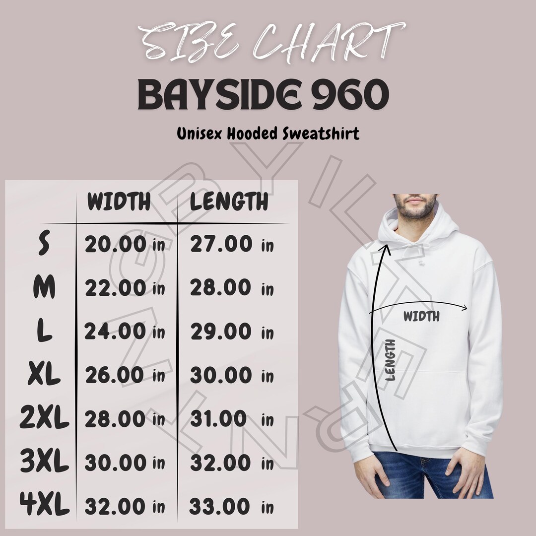 Sweatshirt Size Chart I Unisex Hooded Sweatshirt Size Chart | Unisex ...