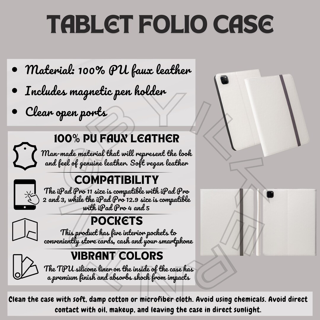Tablet Folio Case Size Chart I Tablet Folio Case Key Features I Tablet ...