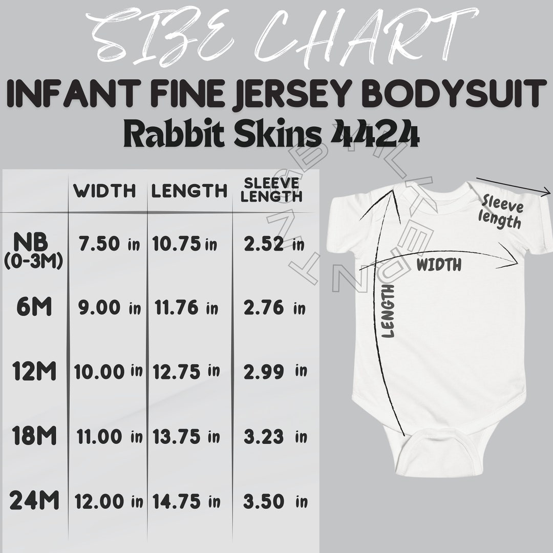 Infant Fine Jersey Bodysuit Size Chart | Size Chart for Infant Fine ...